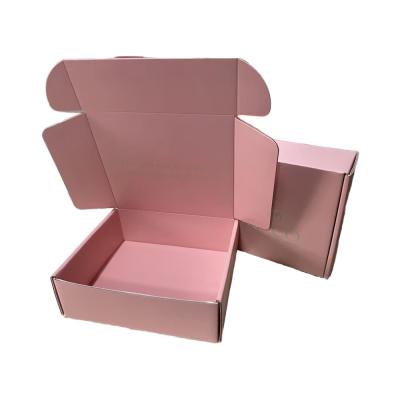 China Custom Pink Glossy Lamination Gift Box for Cosmetics Corrugated Board with Matte Design and Shipping Logo Embossing Handling for sale