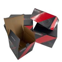China UV Coating Black Custom Packing Auto Parts Packaging Box Corrugated Paper Box for sale