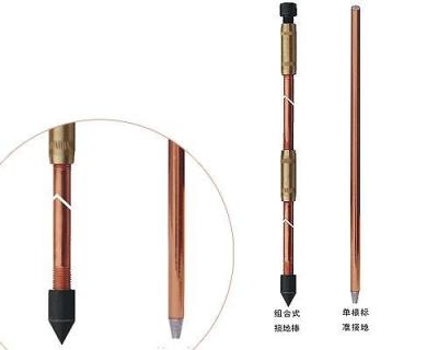 China 99.9% Electronic Copper Lightning Grounding Wire Threaded Pointed for sale