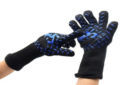 China 30 CM Safety Heat Resistant Work Gloves Blue Silicone Print Material for sale