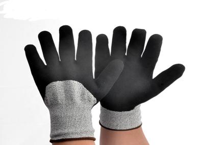 China Latex Coated Cut Proof Work Gloves Foam Black With Hppe Cut Level 5 Liner  for sale