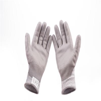 China 13 Gauge Cut Resistant Hand Gloves Common Cuff PU Coated On The Palm Customized Logo for sale