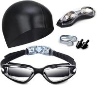 China Waterproof Anti-fog UV Protection Swimming Goggles for Adults with Silicone Head Caps and Earplugs for sale