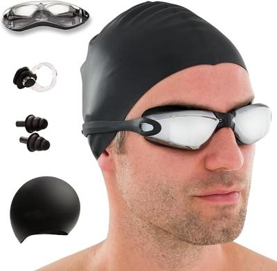 China Anti-fog UV Protection Swimming Goggles Set with Earplug Noseclip PC Silicone 639M for sale