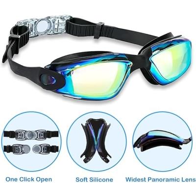 China Anti-Fog Swim Goggles UV400 Protection PC Lens Adjustable Strap 21x6.2x6.7cm for sale