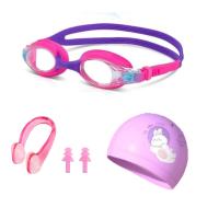 China Kids Anti-Fog UV Protection PC Lens Swimming Goggles with Silicone Strap Set for sale