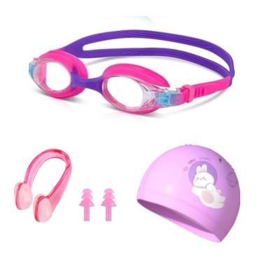China Kids Anti-Fog UV Protection PC Lens Swimming Goggles with Silicone Strap Set for sale