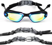 China Universal Swimming Pool Goggles With Rainbow Plating And Surf Ear Plugs for sale