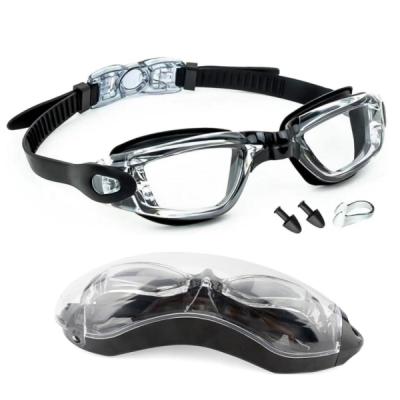 China Adult Mirror Coated Anti Fog Swim Goggles with UV Protection PC Silicone for Surfing Swimming for sale