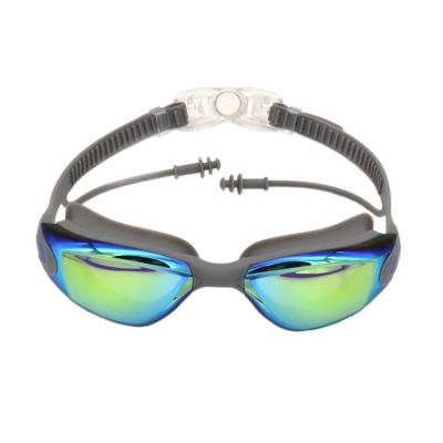 China Anti-Fog UV Protection Swimming Goggles Rainbow Plating Surf Ear Plugs Adult Unisex PC Silicone for sale