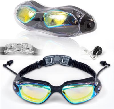 China Anti-Fog UV Protection Swimming Goggles for Adults with Adjustable Strap and Earplugs for sale