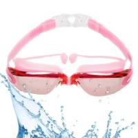 China Customizable Pink Anti-Fog Swimming Goggles with UV Protection PC Lens Silicone Earplugs for sale