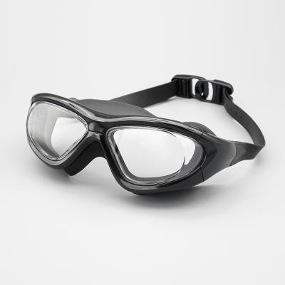China Black Silicone Swimming Goggles Anti-Fog UV Protection Adult Plating Lens Adjustable Strap for sale