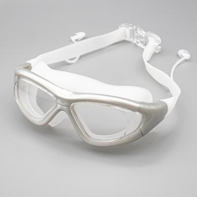 China Anti-Fog UV Protection Swimming Goggles with Silicone Frame and Ear Plugs for Adults for sale