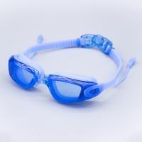 China Adult Blue Swimming Goggles UV Protection with Adjustable Strap PC Silicone Anti-Fog for sale