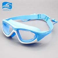 China Professional Full Rim Anti Fog Swimming Goggles UV Proof for Adults and Kids with Blue Lens for sale