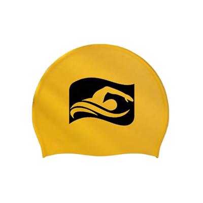 China Non Slip Silicone Swimming Cap Waterproof Elastic Fit for Pool Water Sports Yellow for sale