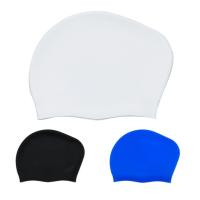 China Eco Friendly Silicone Anti Slip Swimming Cap for Long Hair Water Sports White for sale