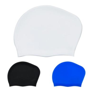 China Eco Friendly Silicone Anti Slip Swimming Cap for Long Hair Water Sports White for sale