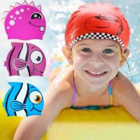 China Reversible Childrens Silicone Swim Cap Eco Friendly Customizable Fish Swimming Hat for sale