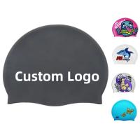 China Silicone Swim Cap Screen Printing Racing Swim Cap Custom Logo Adults Kids 5 Colors for sale