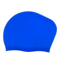 China Black Silicone Swimming Cap with Big Ear Protection 55G 60G Printed Design for Long Hair for sale