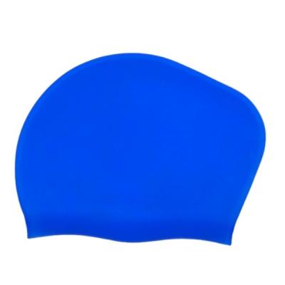China Black Silicone Swimming Cap with Big Ear Protection 55G 60G Printed Design for Long Hair for sale