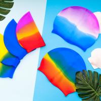China Custom Color Recyclable Silicone Swimming Cap for Children Adults OPP Bag Packing for sale