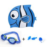 China Kids Silicone Swimming Cap Set with Nose Clip and Ear Plugs Eco Friendly Cartoon Style 2 Piece for sale