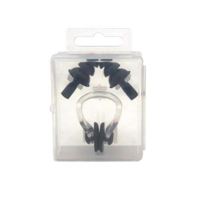 China Black Silicone Earplugs and Nose Clip Set Waterproof Surf Ear Plugs for Swimming 5 Pcs for sale
