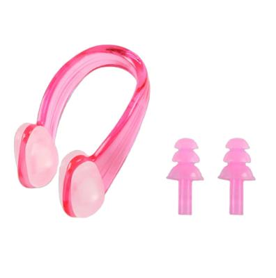 China Swimming Nose Clip and Ear Plugs Set Silicone Waterproof 5cm for Women Girls Water Sports for sale