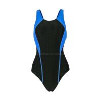 China Custom Logo Girls Nylon Swimsuit Sleeveless Back Zip One Piece Beachwear for sale