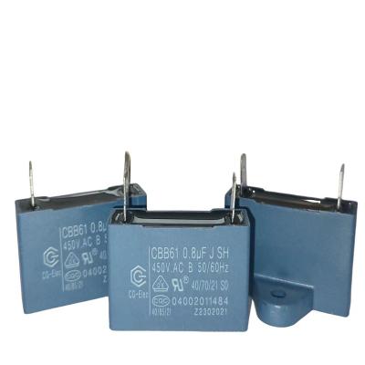 China B-Class Air Conditioner CBB61 Fan Capacitor 450V 0.8mfd Black With Self-Healing for sale