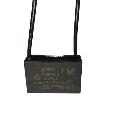 China 1.5mfd 450v Ceiling Fan Capacitor CBB61 Lead Length 200 for sale