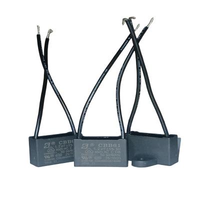 China 1.2mfd Ceiling Fan Capacitor CBB61 450V 100 Line Length With Plastic Triangles for sale