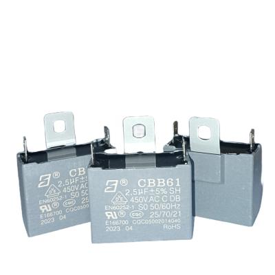 China 2.5mfd Air Conditioner CBB61 Fan Capacitor 450V B-Class 10000 Hours Lifetime For Home for sale