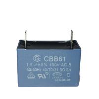 China CBB61 Motor Run Capacitor Air Conditioner 450V 1.5UF SH B-Class RoHs Blue Shell for sale