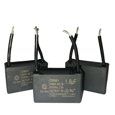 China 1.8mfd Air Conditioner Fan Capacitor Replacement CBB61 450V With Insulation Resistance for sale
