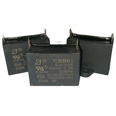 China 6.0mfd 450v Air Conditioner CBB61 Fan Capacitor 3000~10000 Hours for sale