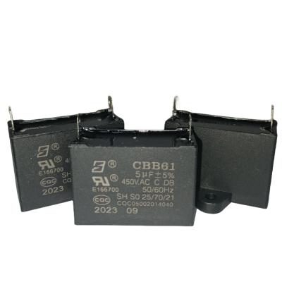 China 450V 5.0mfd Air Conditioner CBB61 Fan Capacitor 3000 Hours Lifetime Location Hole Installation for sale