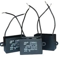 China CBB61 450V 10mfd 100 Line Length Ceiling Fan Capacitor Plastic Triangles With Locating Holes for sale