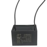 China CBB61 450v 10mfd Single Phase Ceiling Fan Capacitor Plastic Triangle With Location Hole for sale