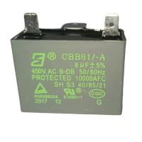 China AC run motor start capacitor CBB61 450V 8.0UF Bent Iron Ear B-Class S3 Fan Capacitor for sale