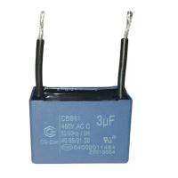 China 2 Wire Blue Air Conditioner Fan Capacitor CBB61 450V 3.0mfd With 30 Line Length for sale