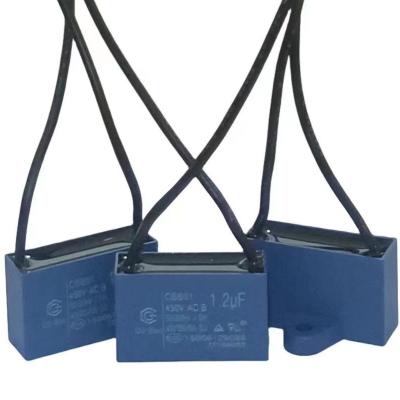 China 1.2mfd Ceiling Fan Capacitor CBB61 450V Blue S3 2Un .5s 40 / 85 / 56 for sale