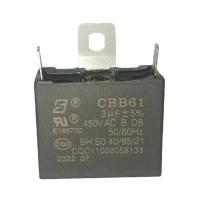 China 3.0mfd 450V Straight Iron Ear Air Conditioner CBB61 Fan Capacitor With Positioning Hole for sale