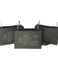 China CBB61 450V 2.0UF Run Capacitor Fan Capacitor Black Epoxy Resin B-Class 187 Terminal for sale