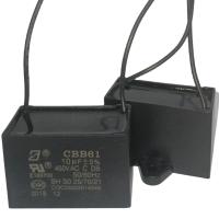 China CBB61 450v 10mfd Single Phase Ceiling Fan Capacitor Plastic Triangle With Location Hole for sale