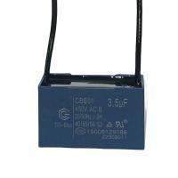China CBB61 450V 3.5mfd Line Length 150 Ceiling Fan Capacitor With Plastic Triangle With Location Hole for sale