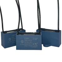 China CBB61 450V 3.5mfd Line Length 150 Ceiling Fan Capacitor With Plastic Triangle With Location Hole for sale